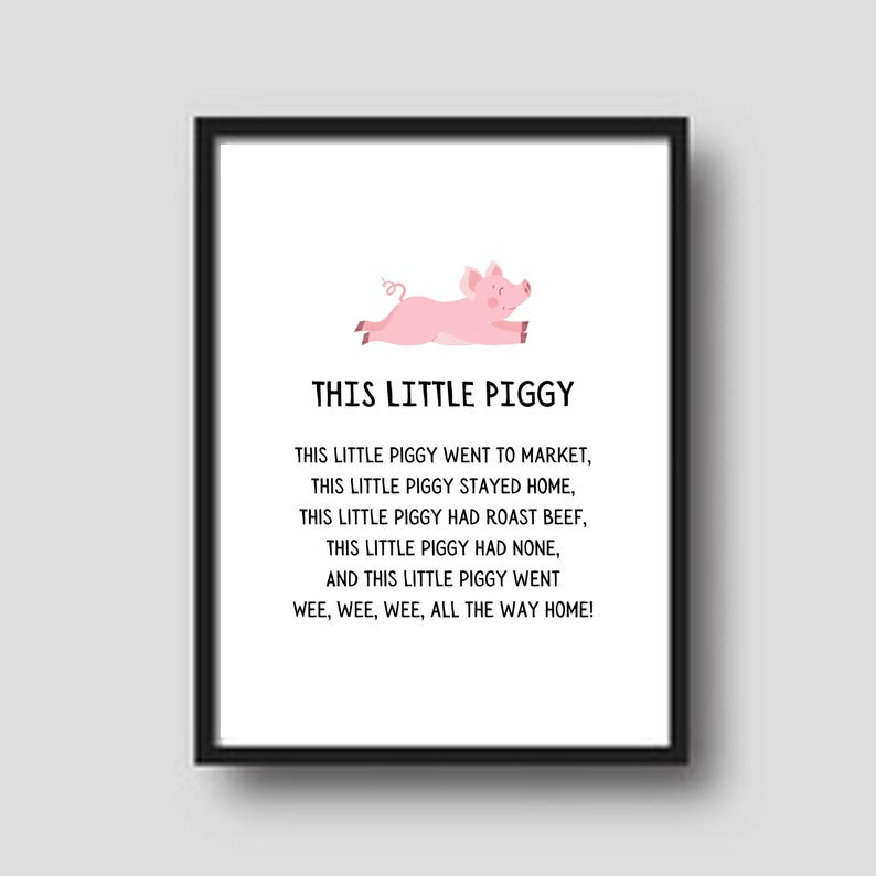 This Little Piggy Nursery Rhyme Poster: Playroom Wall Art (digital ...