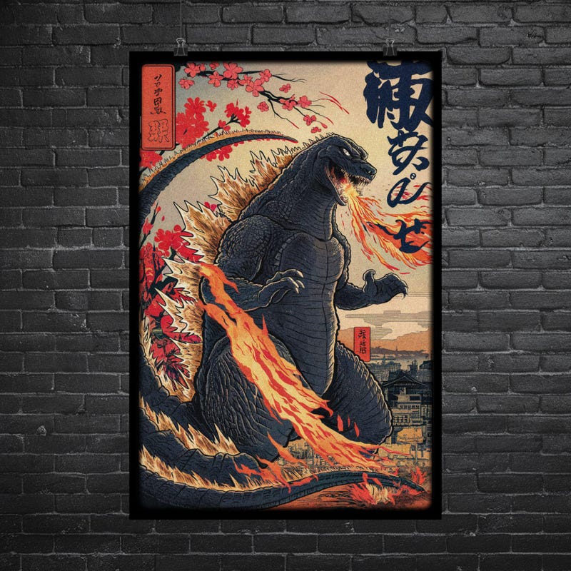 Japanese Godzilla Poster - Etsy