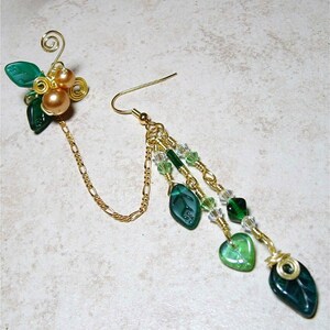 Emerald Green Chain Ear Cuff Bajor Bajoran Earring, Gift for Her ...