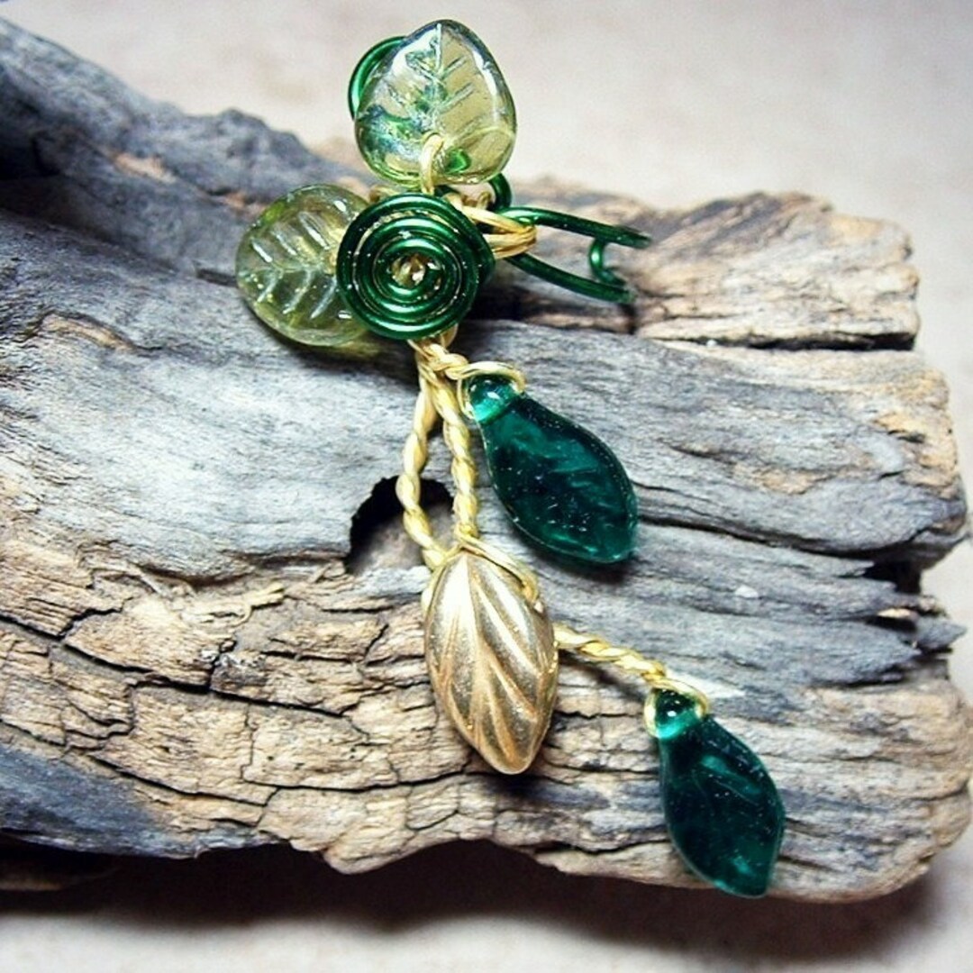 Ear Cuff Forest Fairycore No Piercing Ear Climber, Spring Green Boho ...