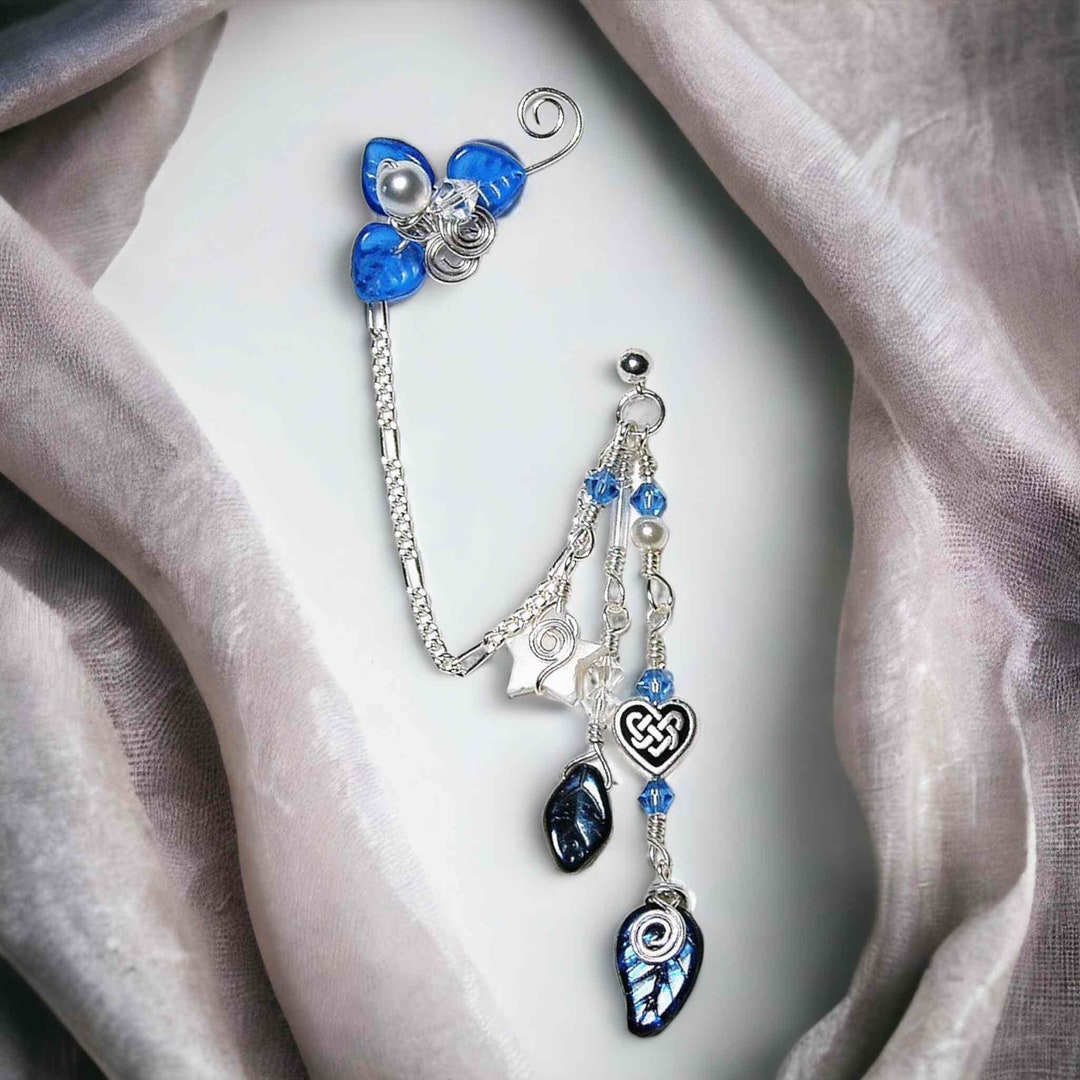 Celtic Blue Fairy Bajoran Chain Ear Cuff Gift for Her, Stocking Stuffer ...