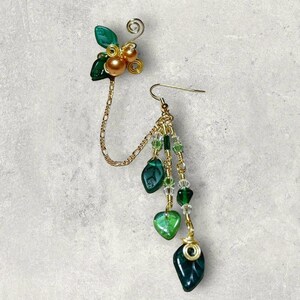 Emerald Green Chain Ear Cuff Bajor Bajoran Earring, Gift for Her ...