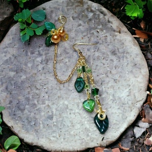 Emerald Green Chain Ear Cuff Bajor Bajoran Earring, Gift for Her ...