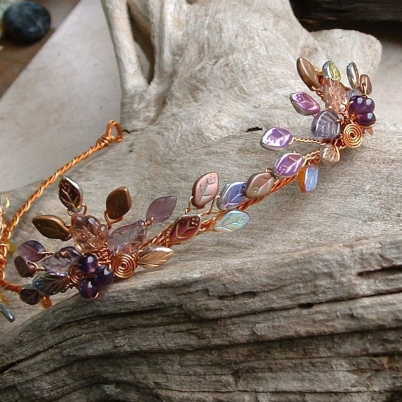 Boho Wedding Tiara Autumn Flame Amethyst and Copper - Etsy