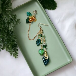 Emerald Green Chain Ear Cuff Bajor Bajoran Earring, Gift for Her ...
