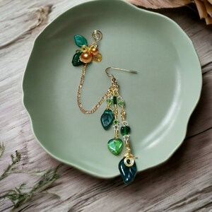Emerald Green Chain Ear Cuff Bajor Bajoran Earring, Gift for Her ...