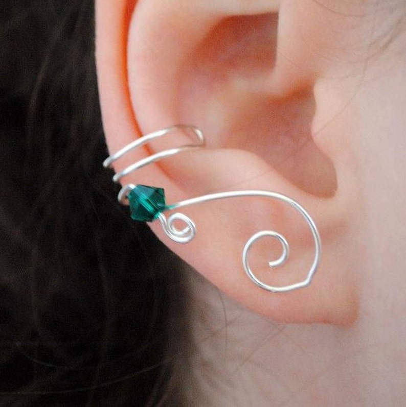 Ear Cuff Irish Goddess Emerald Swarovski Crystal No Piercing | Etsy