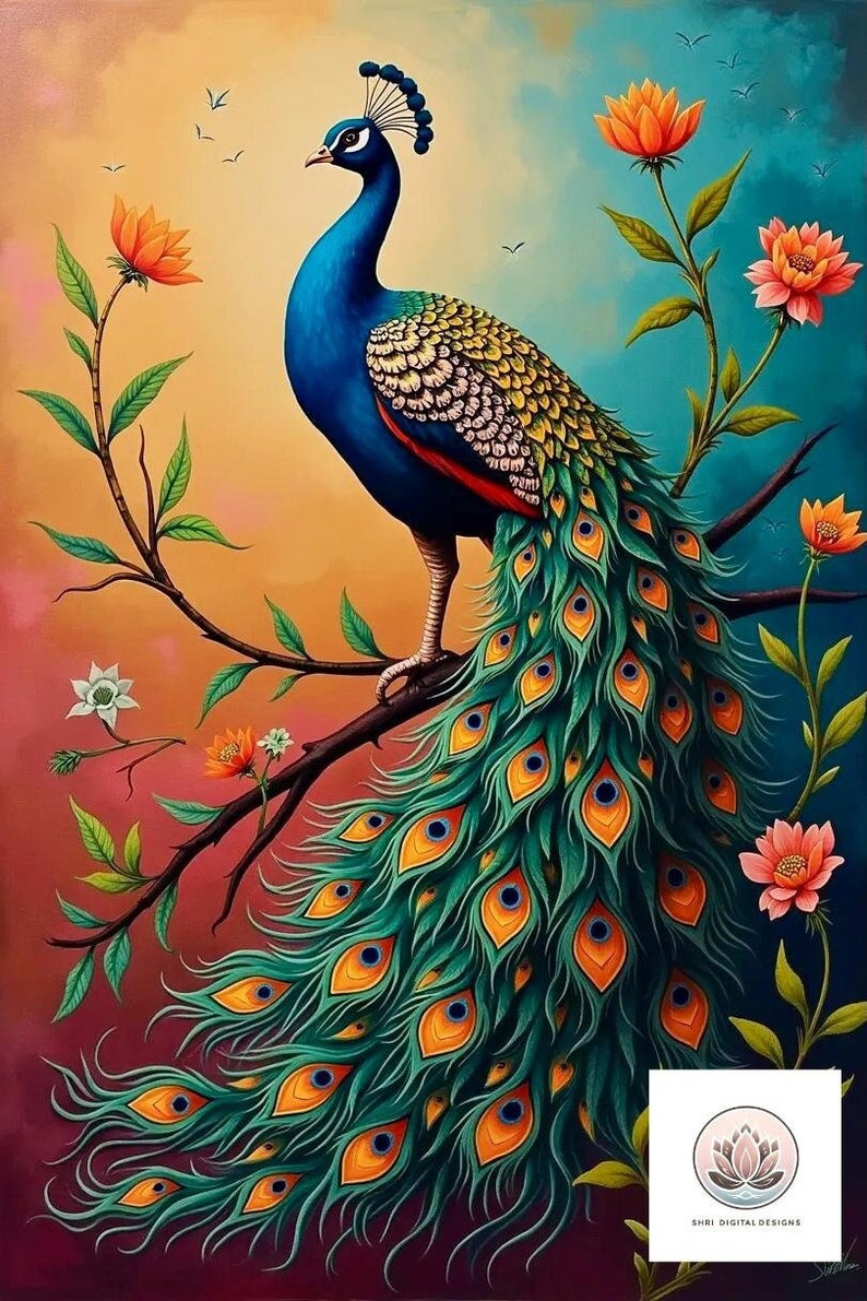Beautiful Indian Peacock Printable Digital Wall Art, Peacock Bird With ...