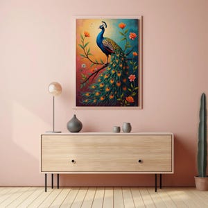 Beautiful Indian Peacock Printable Digital Wall Art, Peacock Bird With ...