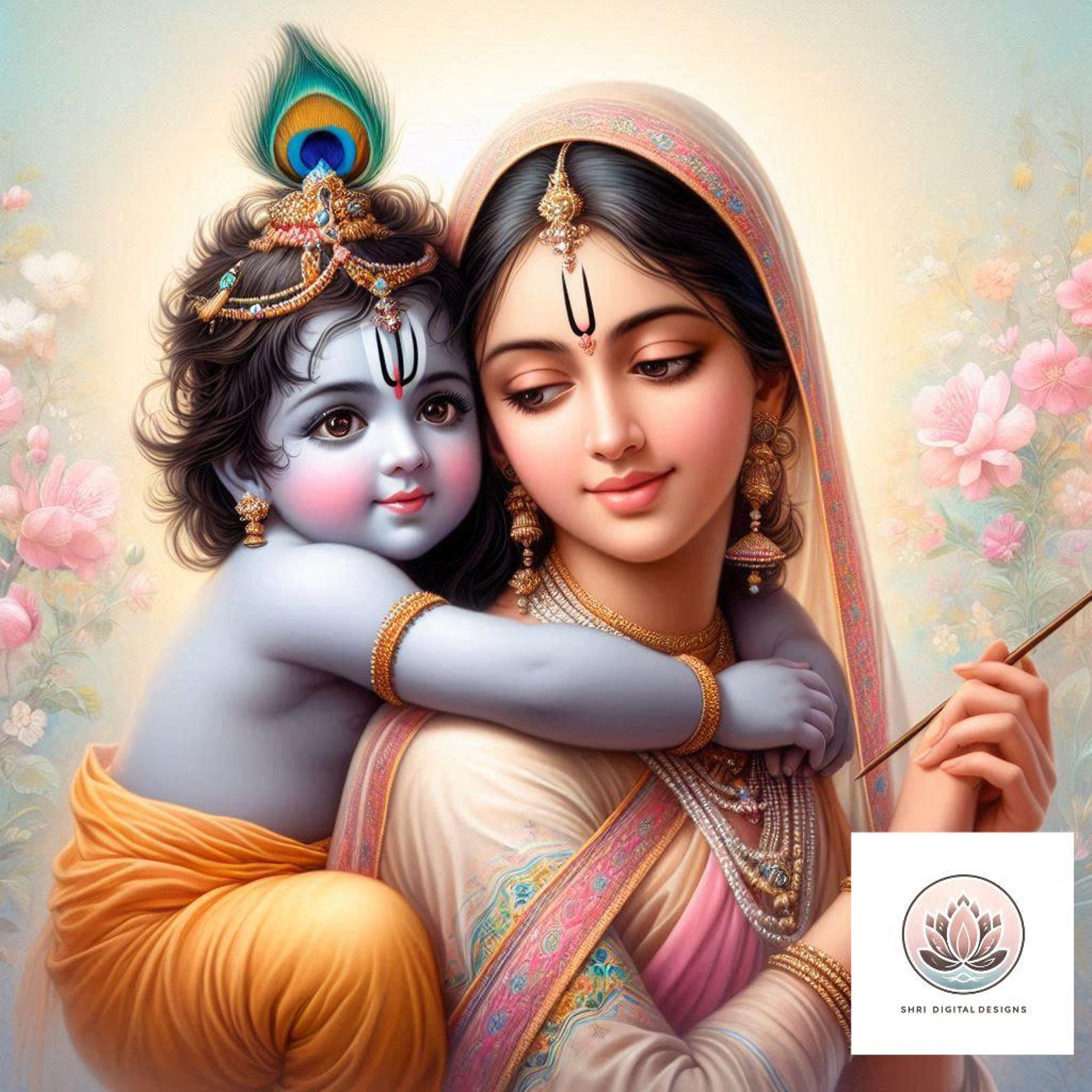 Divine Yashoda Krishna Wall Art | High-resolution Digital Download for ...
