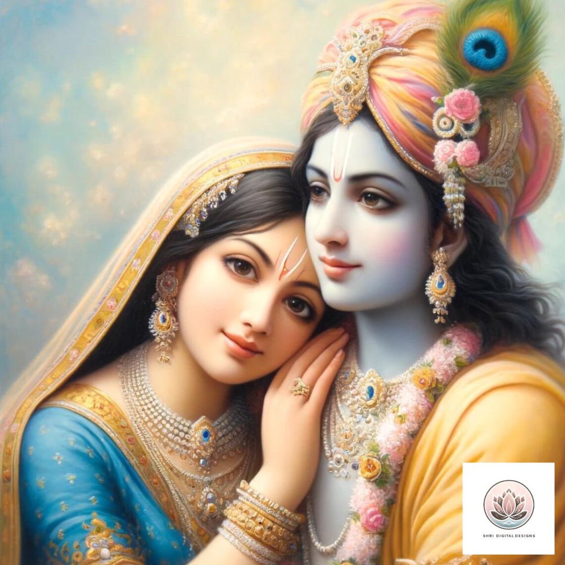 Beautiful Radha Krishna Printable Digital Wall Art, Hindu Wall Art, Krishna Wall Decor, Hare ...