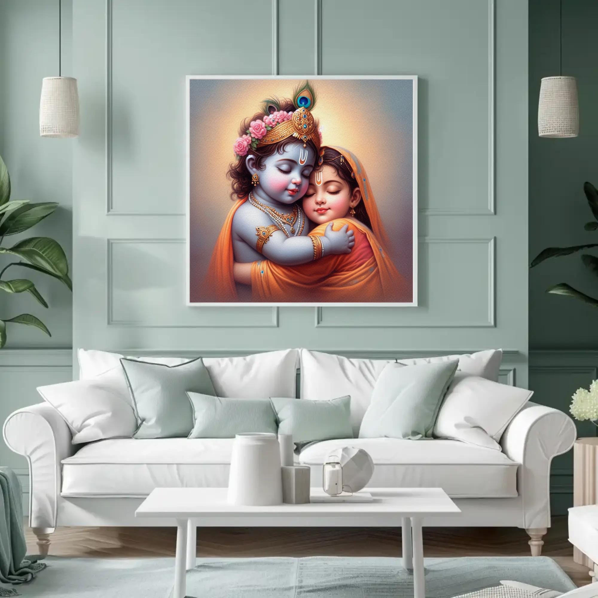 Beautiful Baby Radha Krishna Printable Digital Wall Art, Hindu Wall Art ...