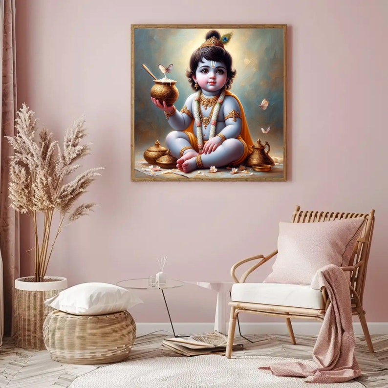 Beautiful Baby Krishna Printable Digital Wall Art, Hindu Wall Art ...