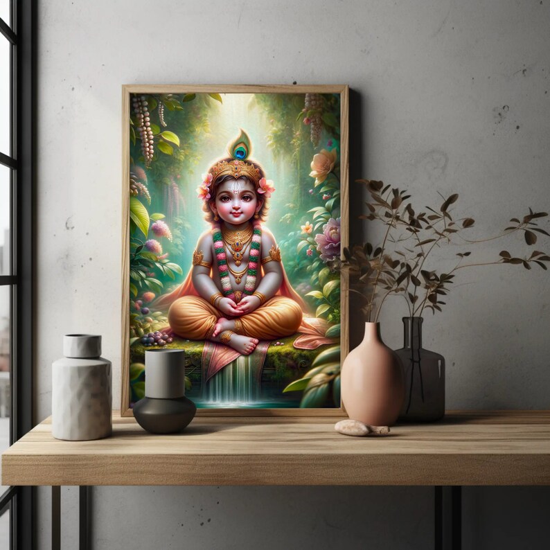 Beautiful Baby Krishna Printable Digital Wall Art, Hindu Wall Art ...