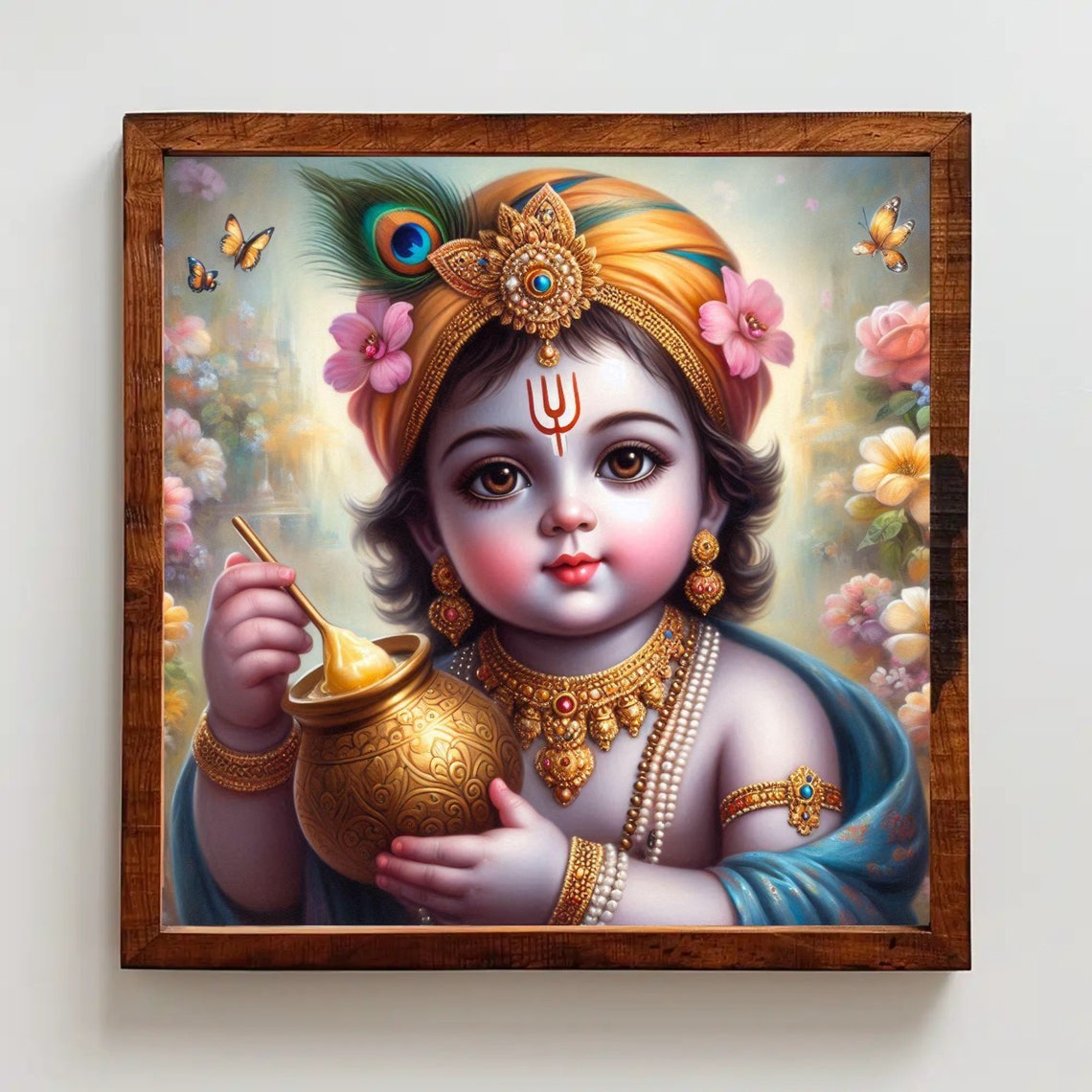 Charming Baby Krishna Printable Digital Wall Art, Hindu Wall Art ...