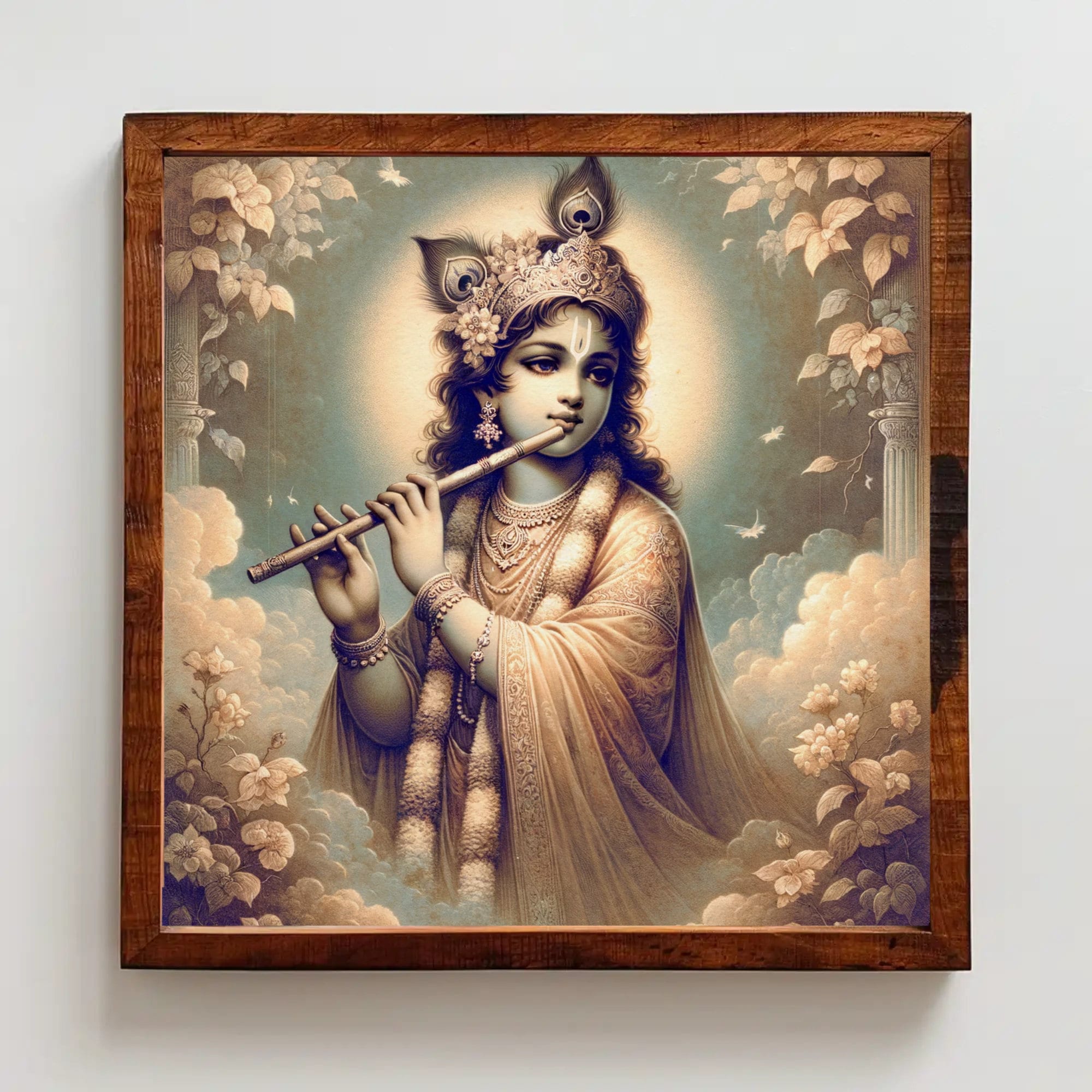 Traditional Lord Krishna ISKCON Lithograph Style Printable Digital Wall ...