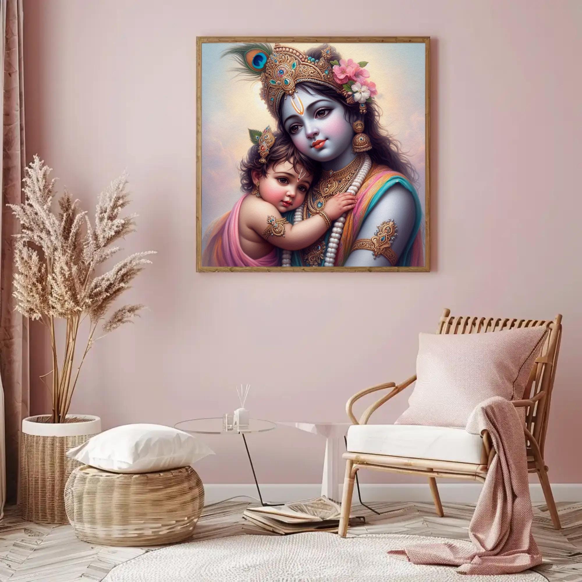 Krishna's Love Hindu Lord Krishna Hugging Baby Devotee With Love Divine ...