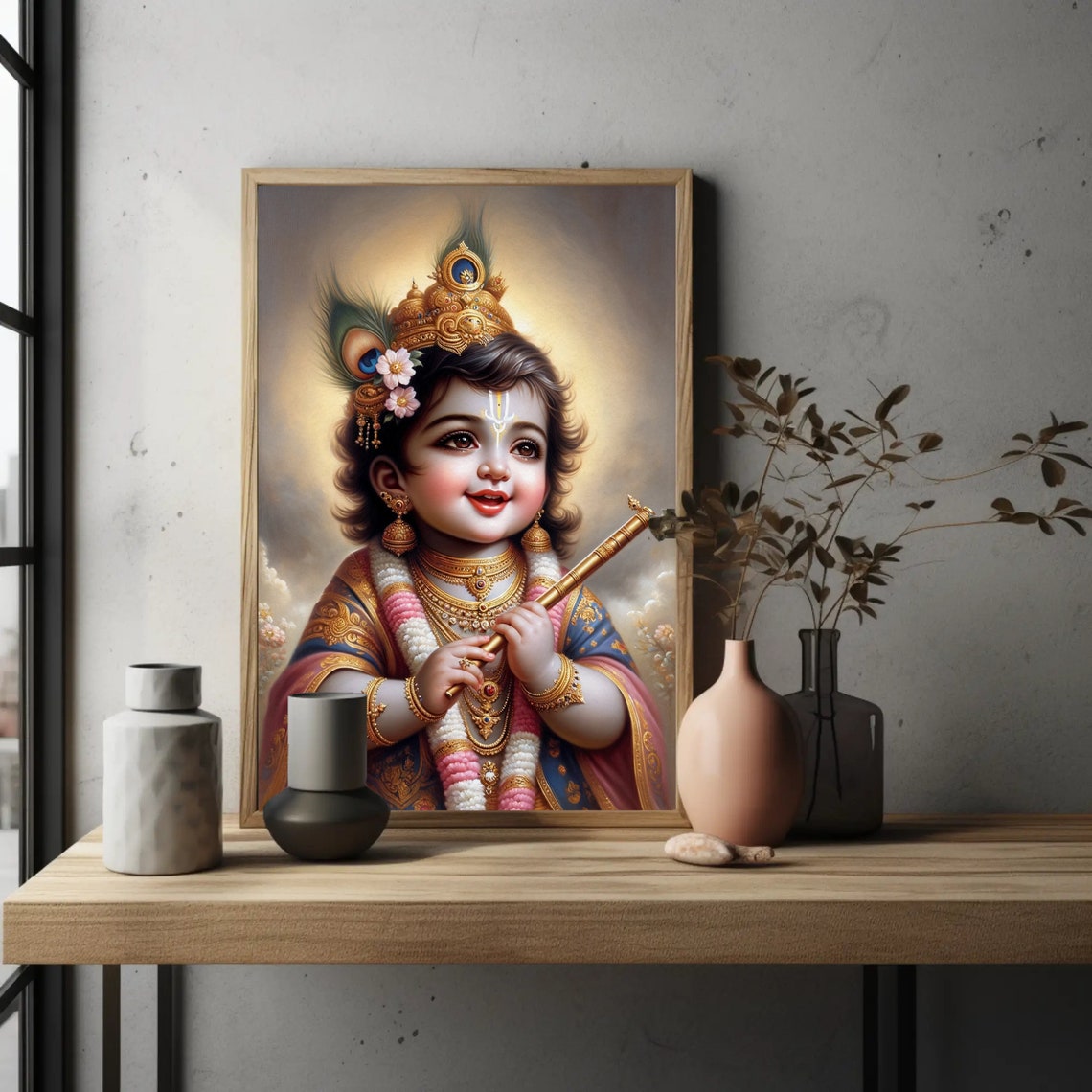 Beautiful Baby Krishna Printable Digital Wall Art, Hindu Wall Art ...