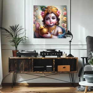 Charming Baby Krishna Printable Digital Wall Art, Hindu Wall Art ...