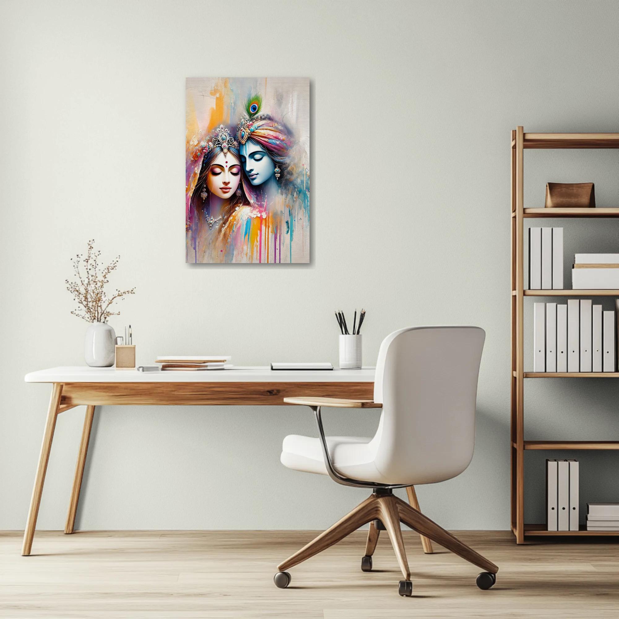 Radha Krishna Love Abstract Printable Digital Wall Art, Hindu Wall Art ...