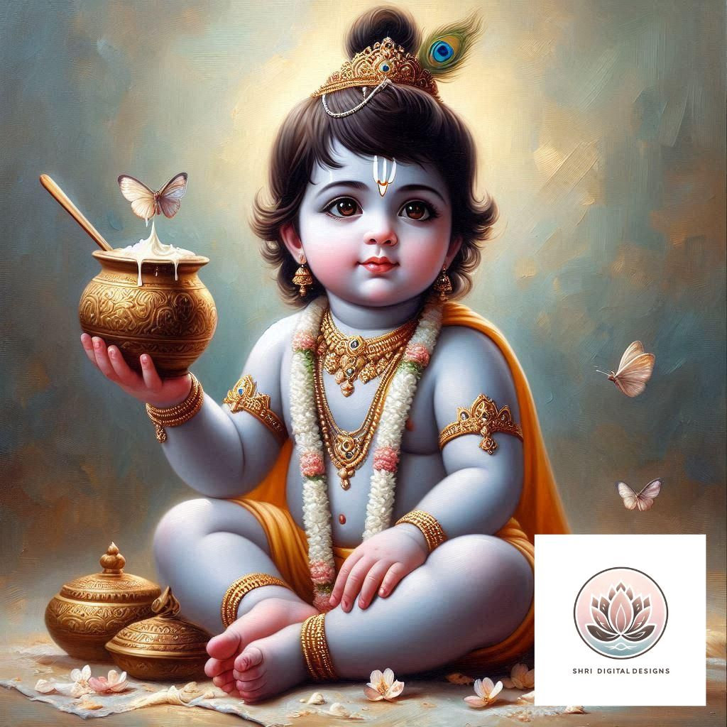 Beautiful Baby Krishna Printable Digital Wall Art, Hindu Wall Art ...
