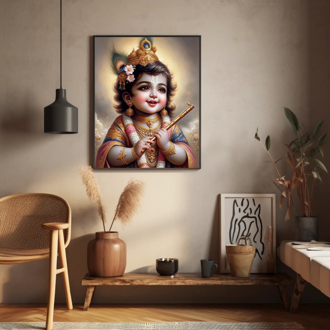 Beautiful Baby Krishna Printable Digital Wall Art, Hindu Wall Art ...