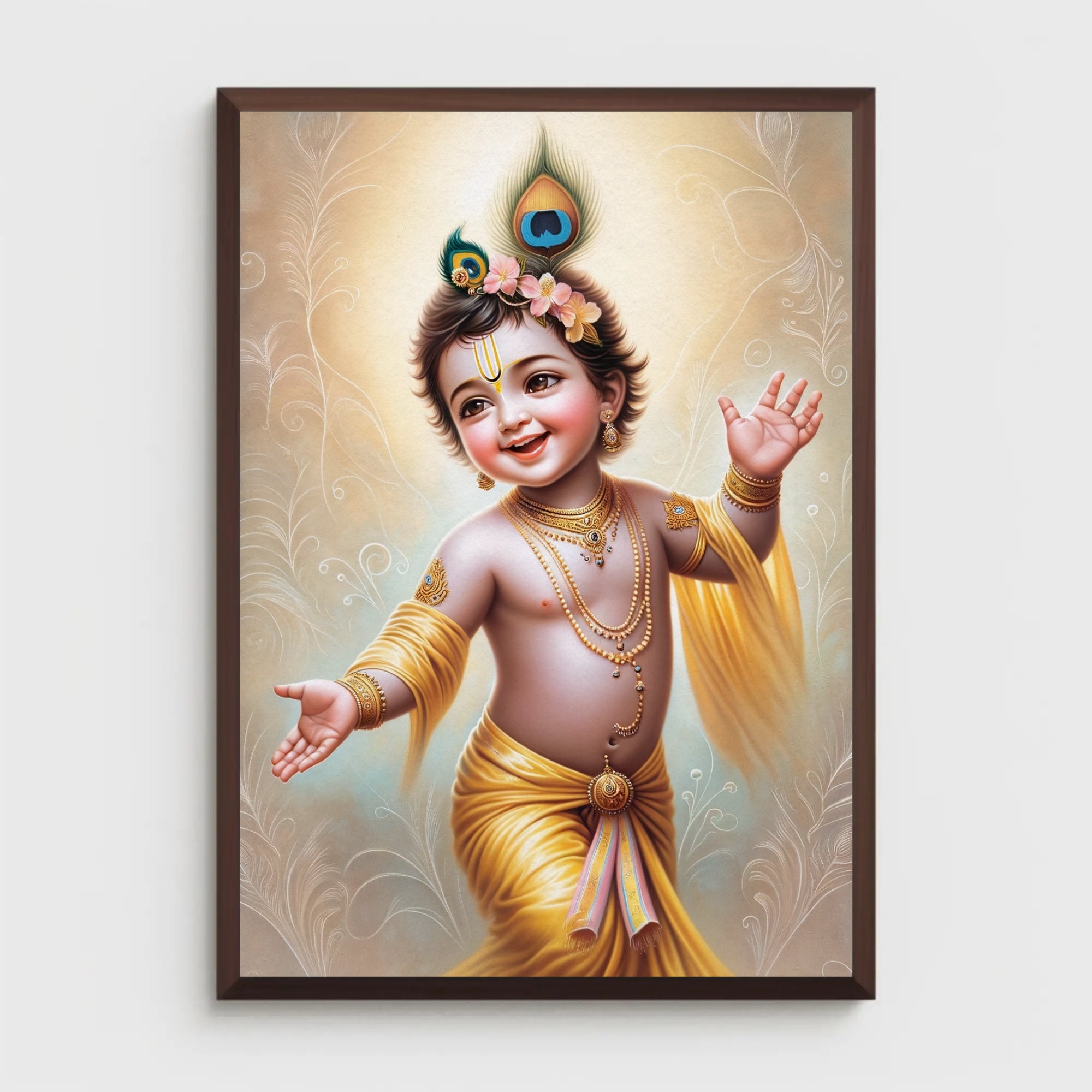 Charming Krishna Printable Digital Wall Art Digital Download, Hindu ...