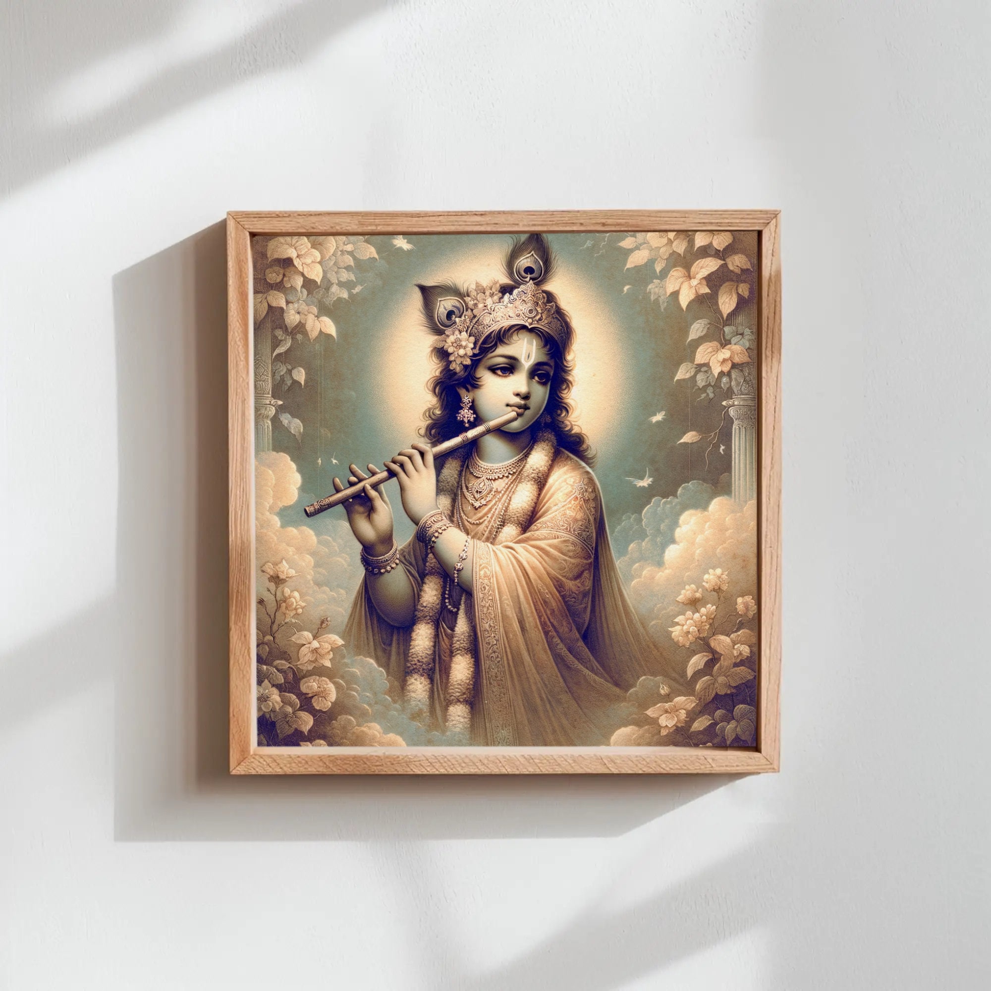 Traditional Lord Krishna ISKCON Lithograph Style Printable Digital Wall ...