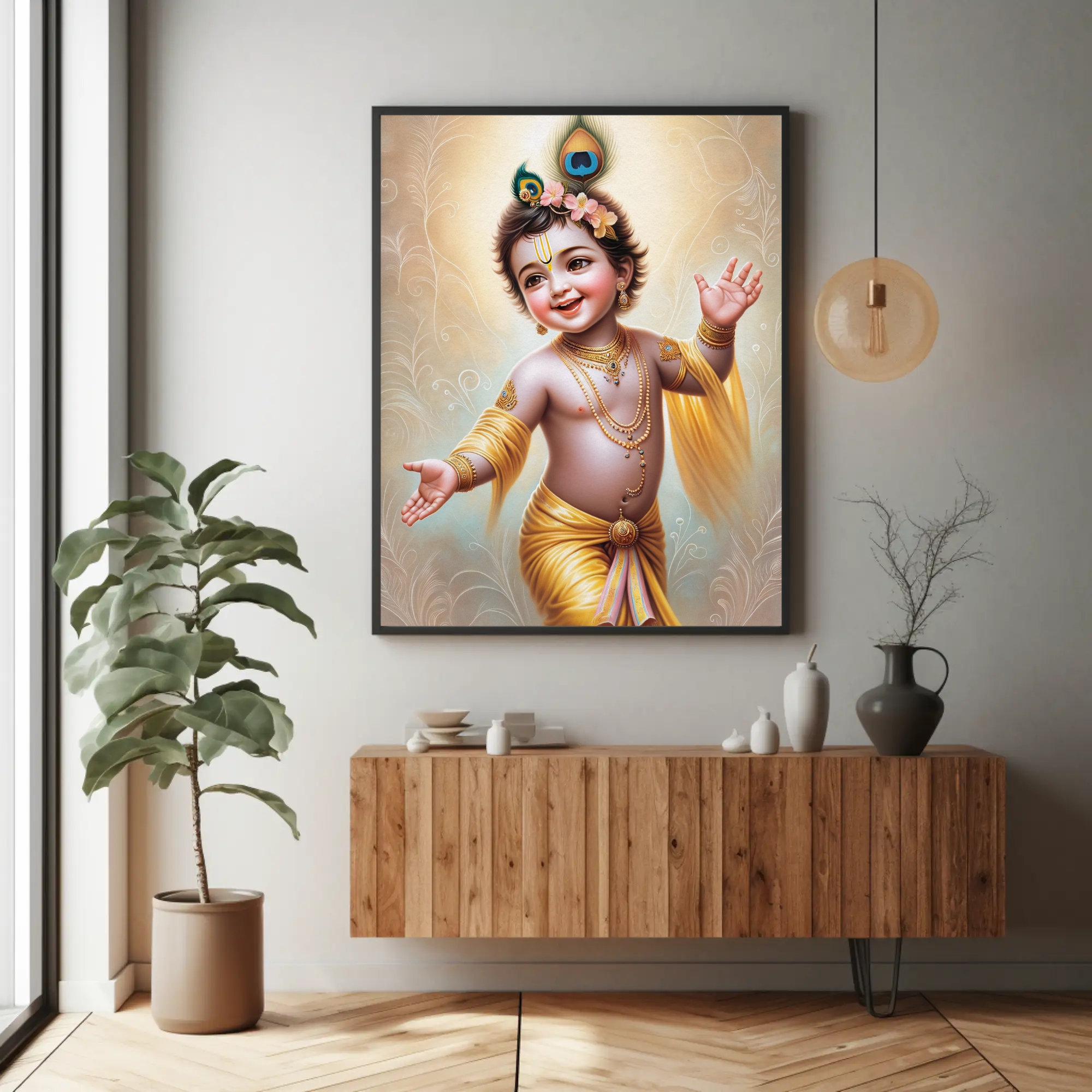 Charming Krishna Printable Digital Wall Art Digital Download, Hindu ...