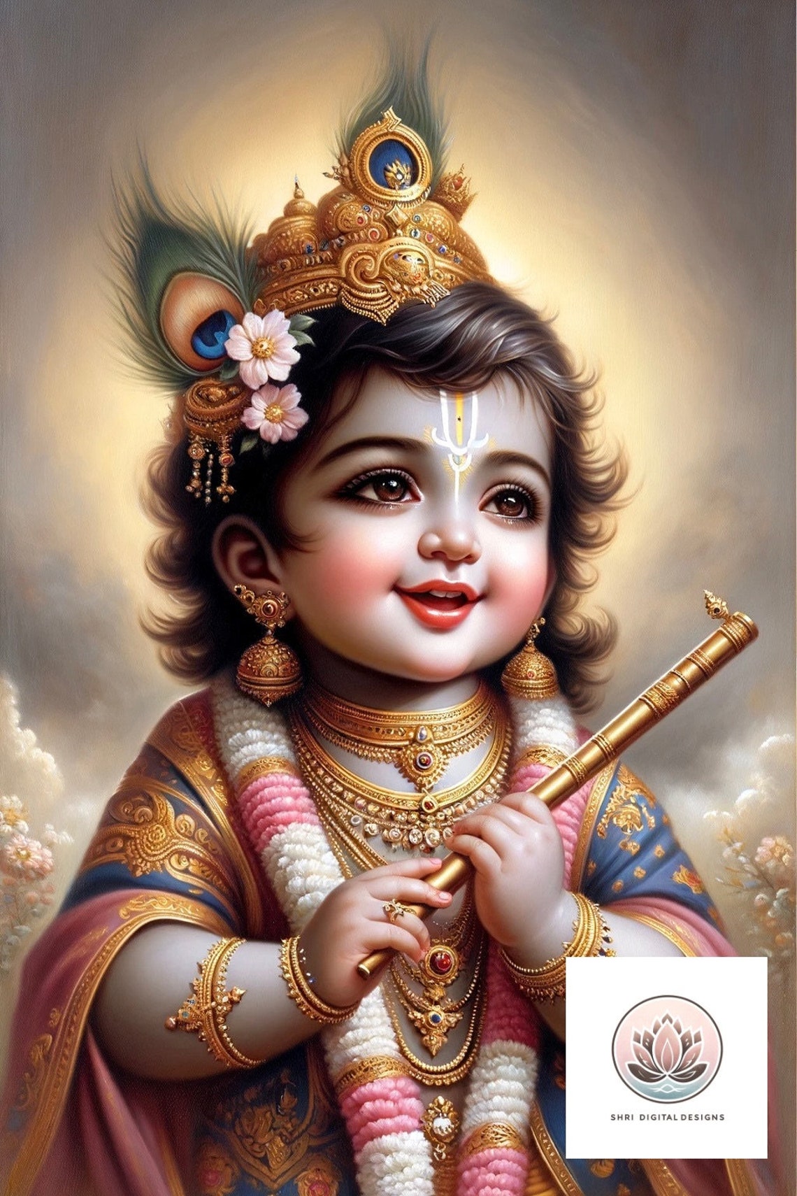 Beautiful Baby Krishna Printable Digital Wall Art, Hindu Wall Art ...