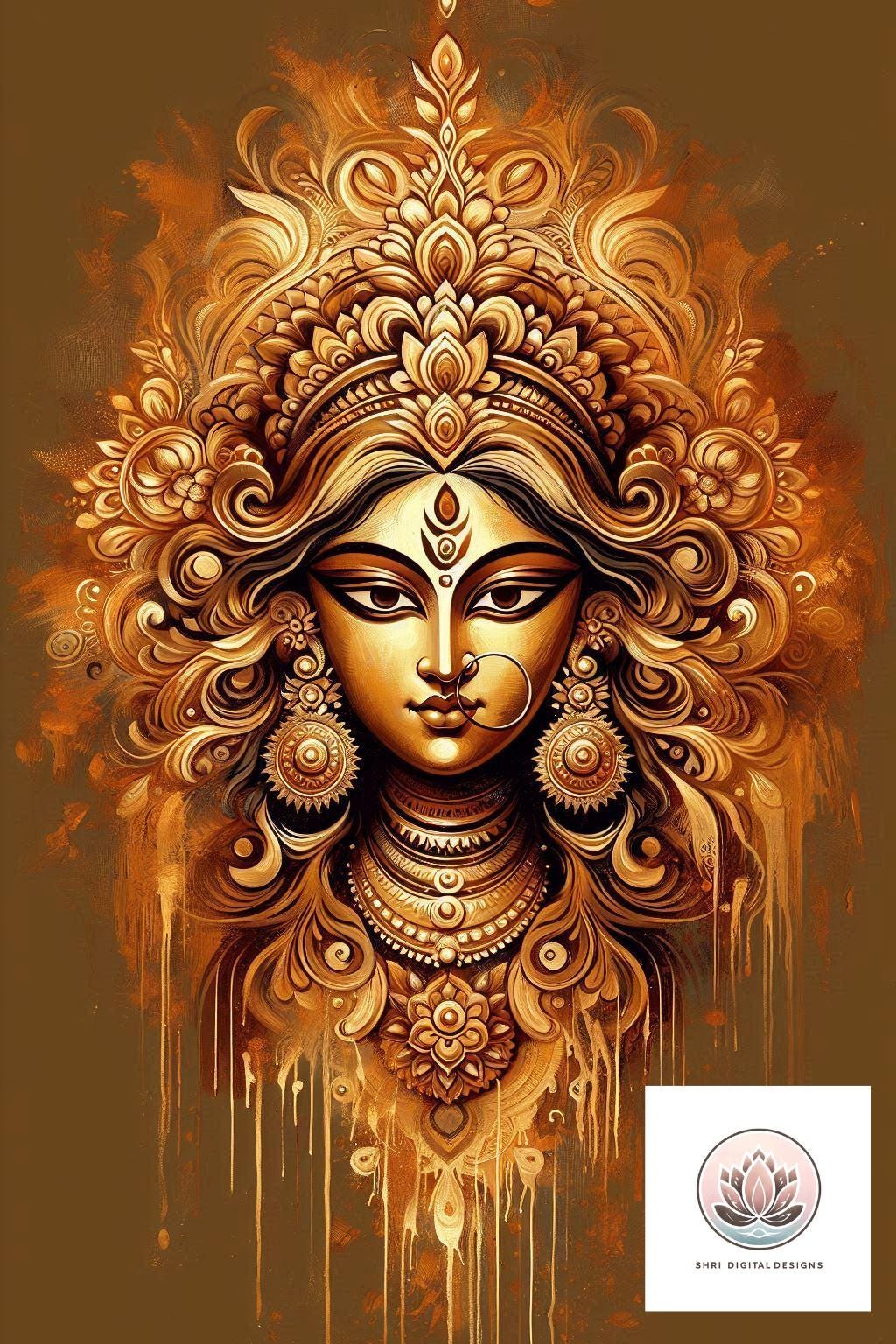 Maa Durga Devi Printable Digital Wall Art, Grace, Power, Divine ...