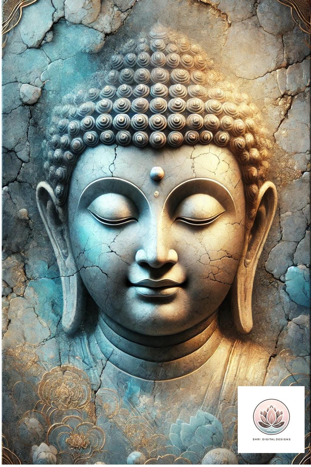 Buddha Face Digital Art Print | Serene Meditation Wall Decor | Instant ...