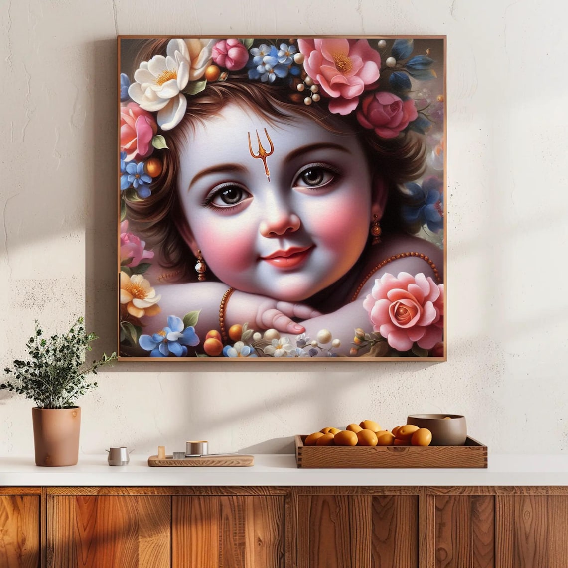 Cute Baby Krishna Printable Digital Wall Art, Hindu Wall Art, Krishna ...