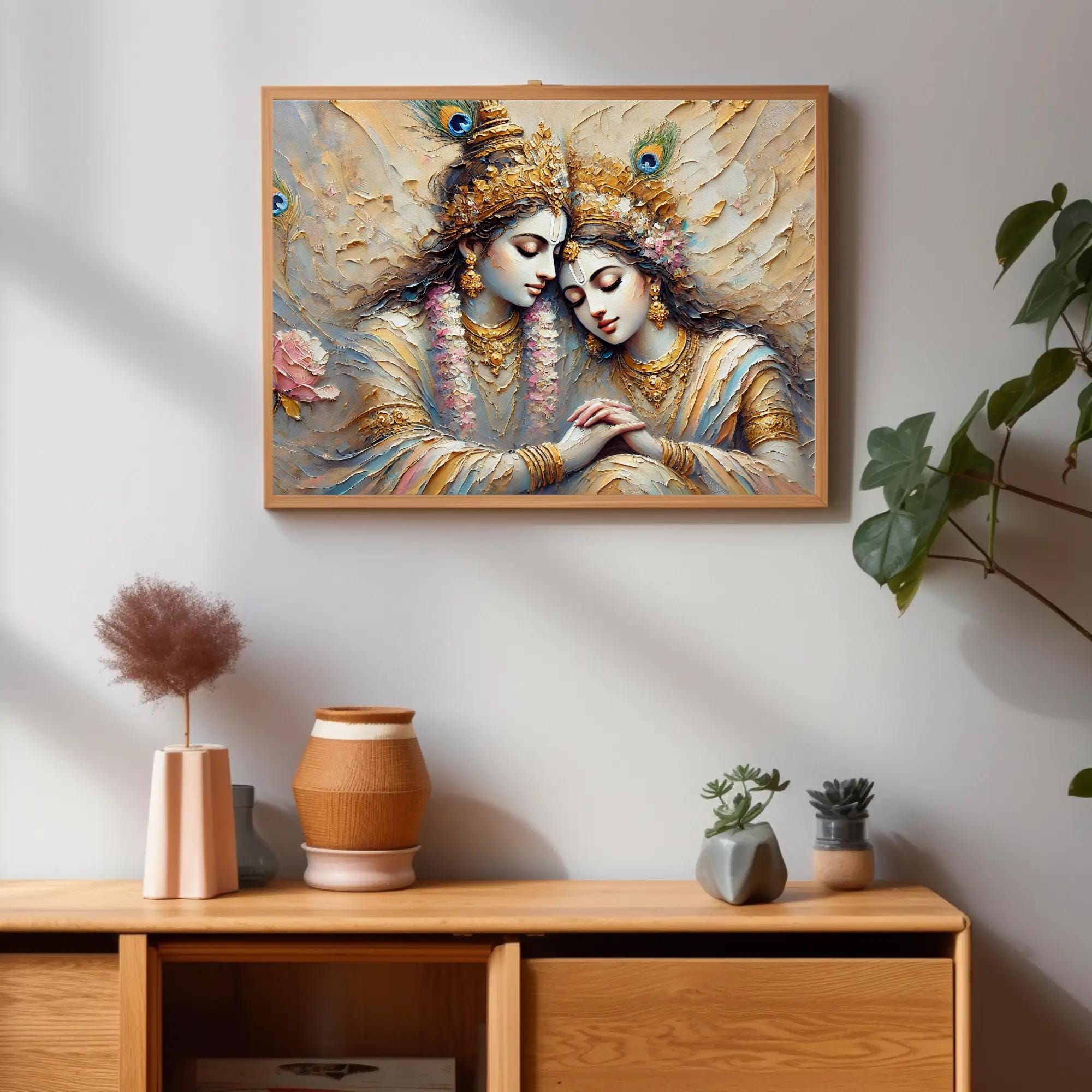 Radha Krishna Love Abstract Printable Digital Wall Art, Hindu Wall Art ...