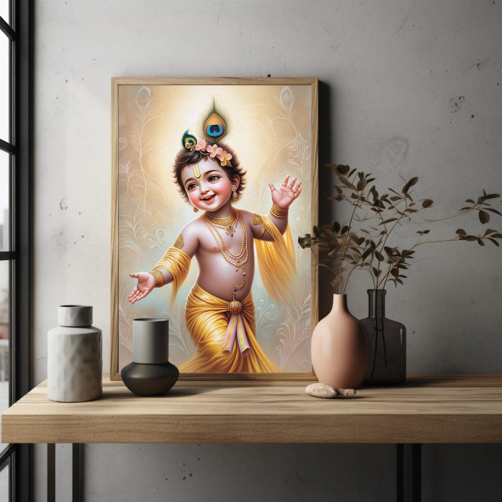 Charming Krishna Printable Digital Wall Art Digital Download, Hindu ...