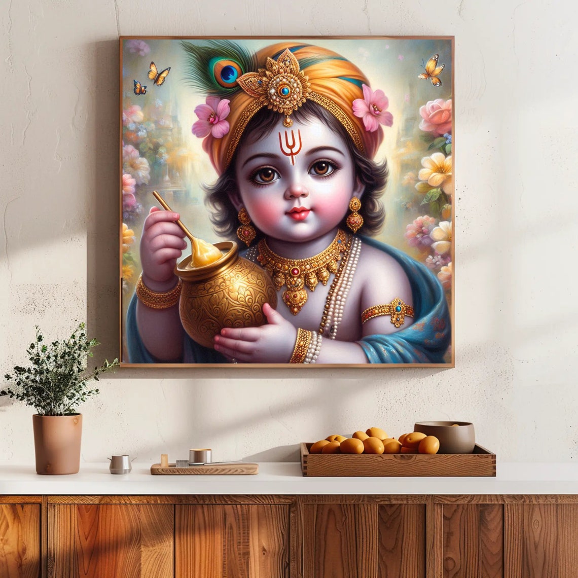 Charming Baby Krishna Printable Digital Wall Art, Hindu Wall Art ...