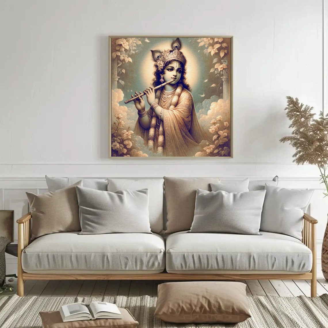Traditional Lord Krishna ISKCON Lithograph Style Printable Digital Wall ...