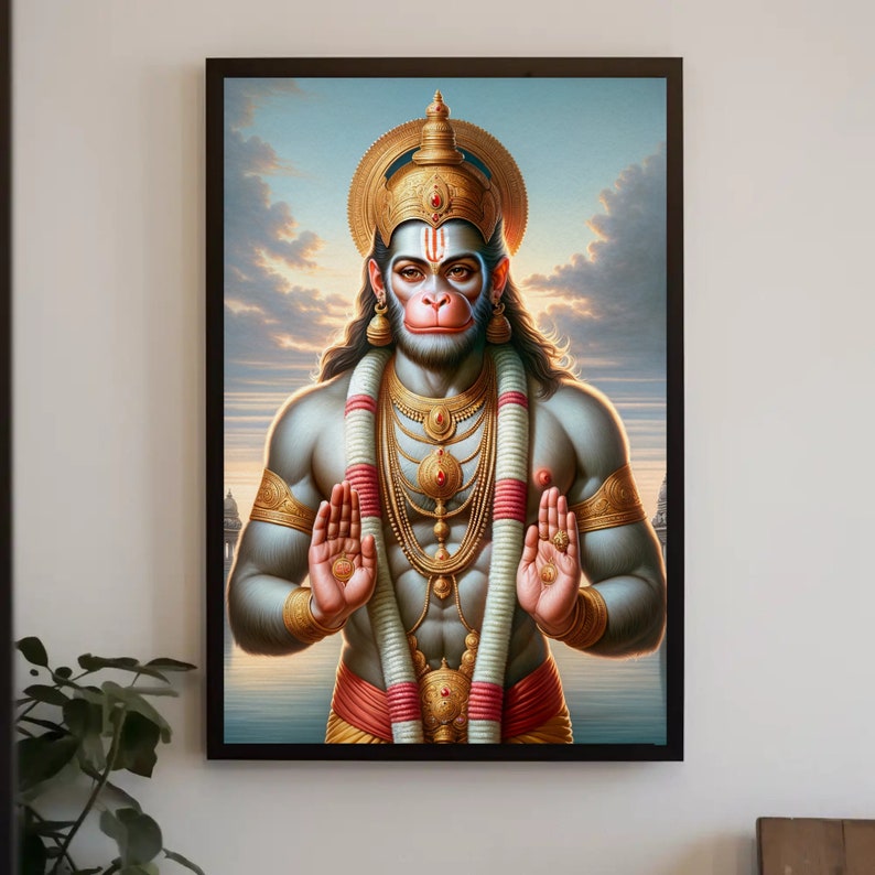 Divine Blessing Hanuman Digital Wall Art , Canvas Art , Meditation Art ...