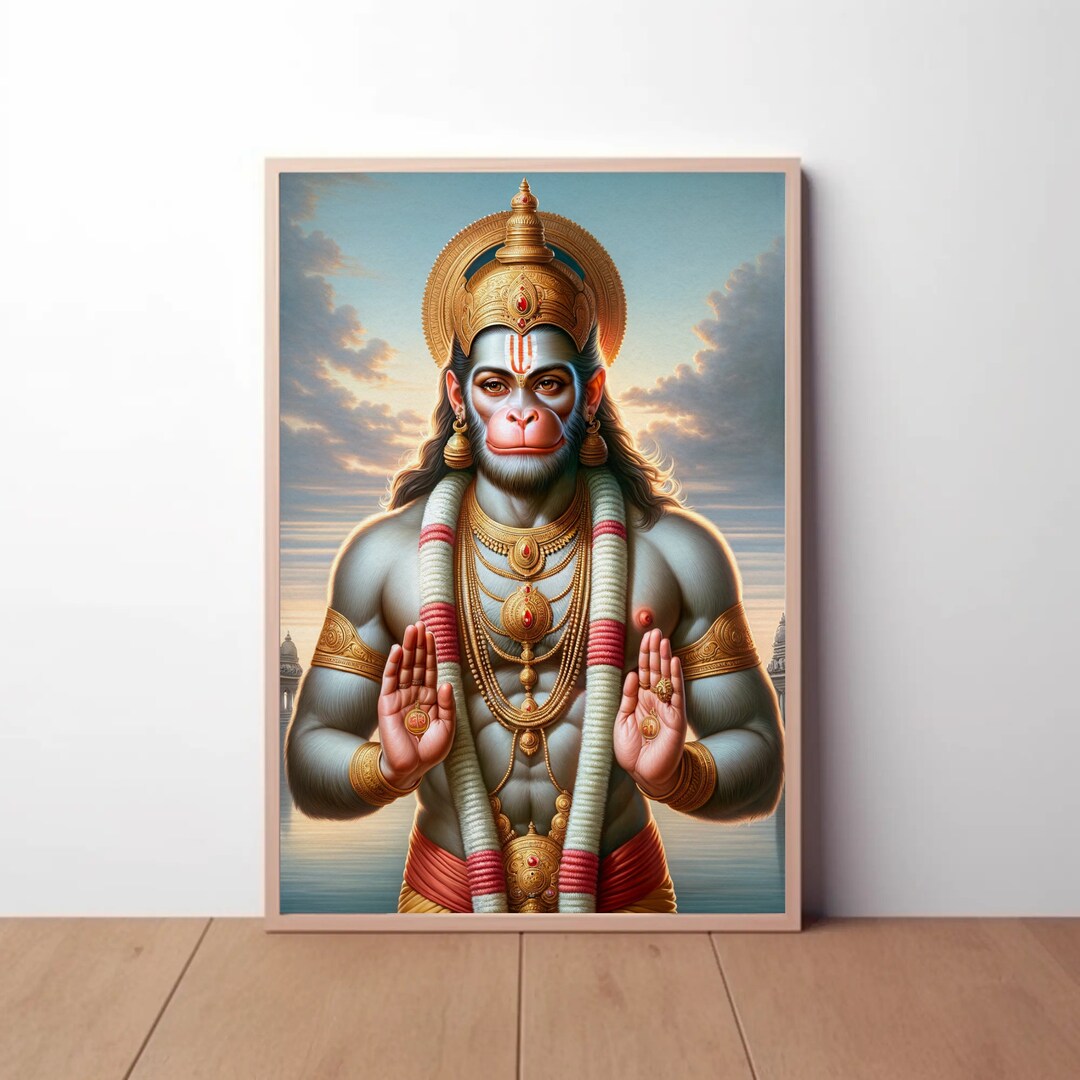 Divine Blessing Hanuman Digital Wall Art , Canvas Art , Meditation Art ...