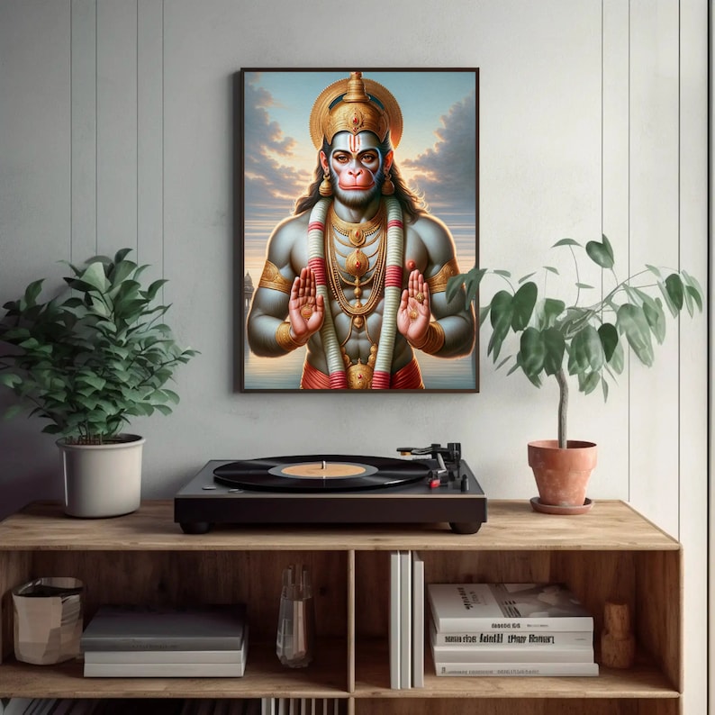 Divine Blessing Hanuman Digital Wall Art , Canvas Art , Meditation Art ...