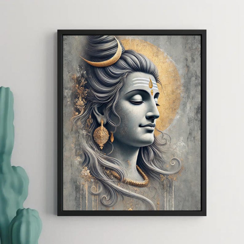 Hindu Lord Shiva Meditation Printable Digital Wall Art, Hindu Yoga ...