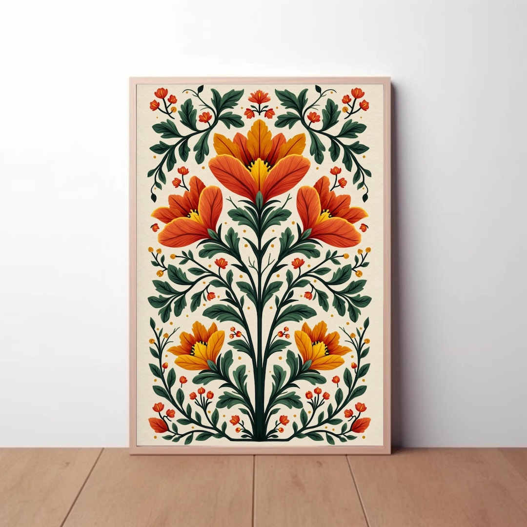 Indian Floral Print, Indian Folk Art, Vintage Floral Art, Mughal Floral ...