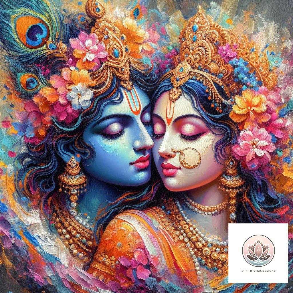 Radha Krishna Divine Love Romantic Abstract Printable Wall Art, Modern ...