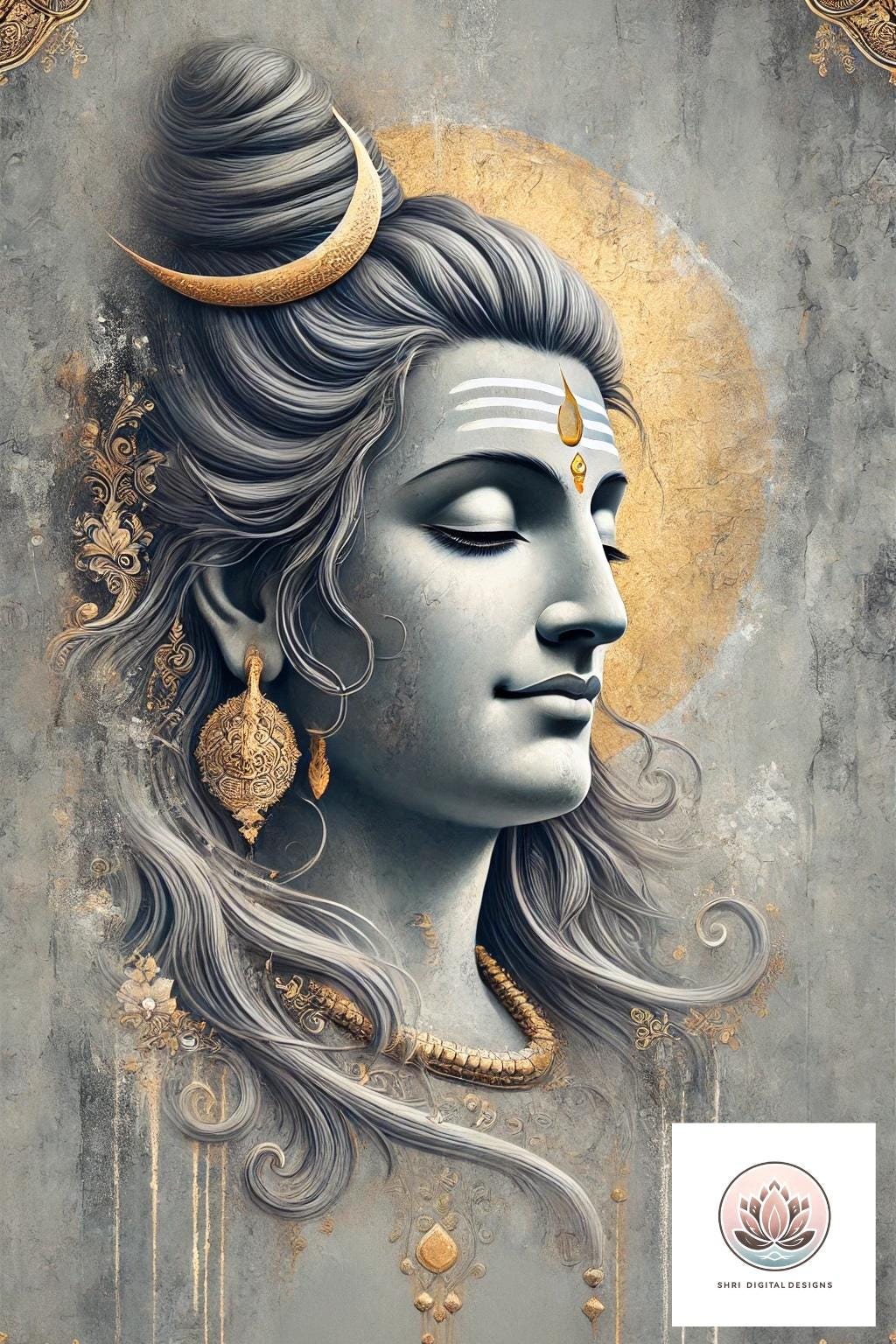 Hindu Lord Shiva Meditation Printable Digital Wall Art, Hindu Yoga ...