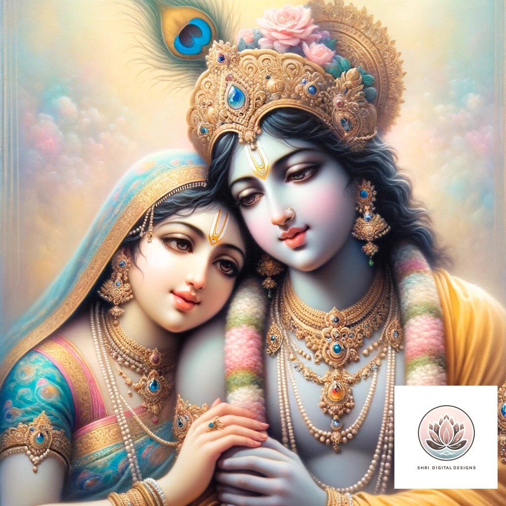 Beautiful Radha Krishna Printable Digital Wall Art, Hindu Wall Art ...
