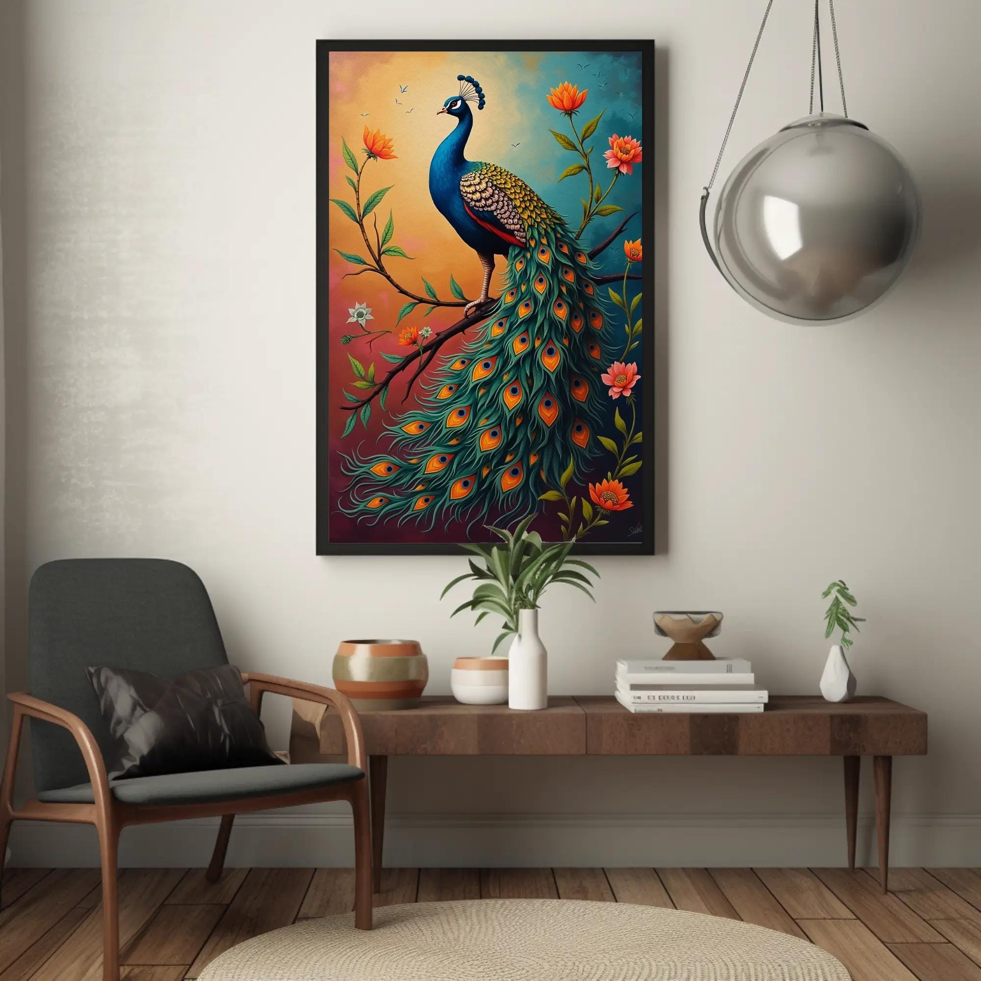 Beautiful Indian Peacock Printable Digital Wall Art, Peacock Bird With ...