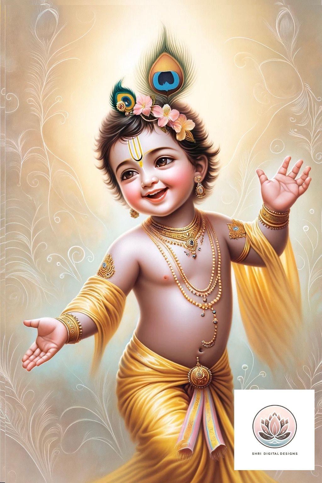 Charming Krishna Printable Digital Wall Art Digital Download, Hindu ...