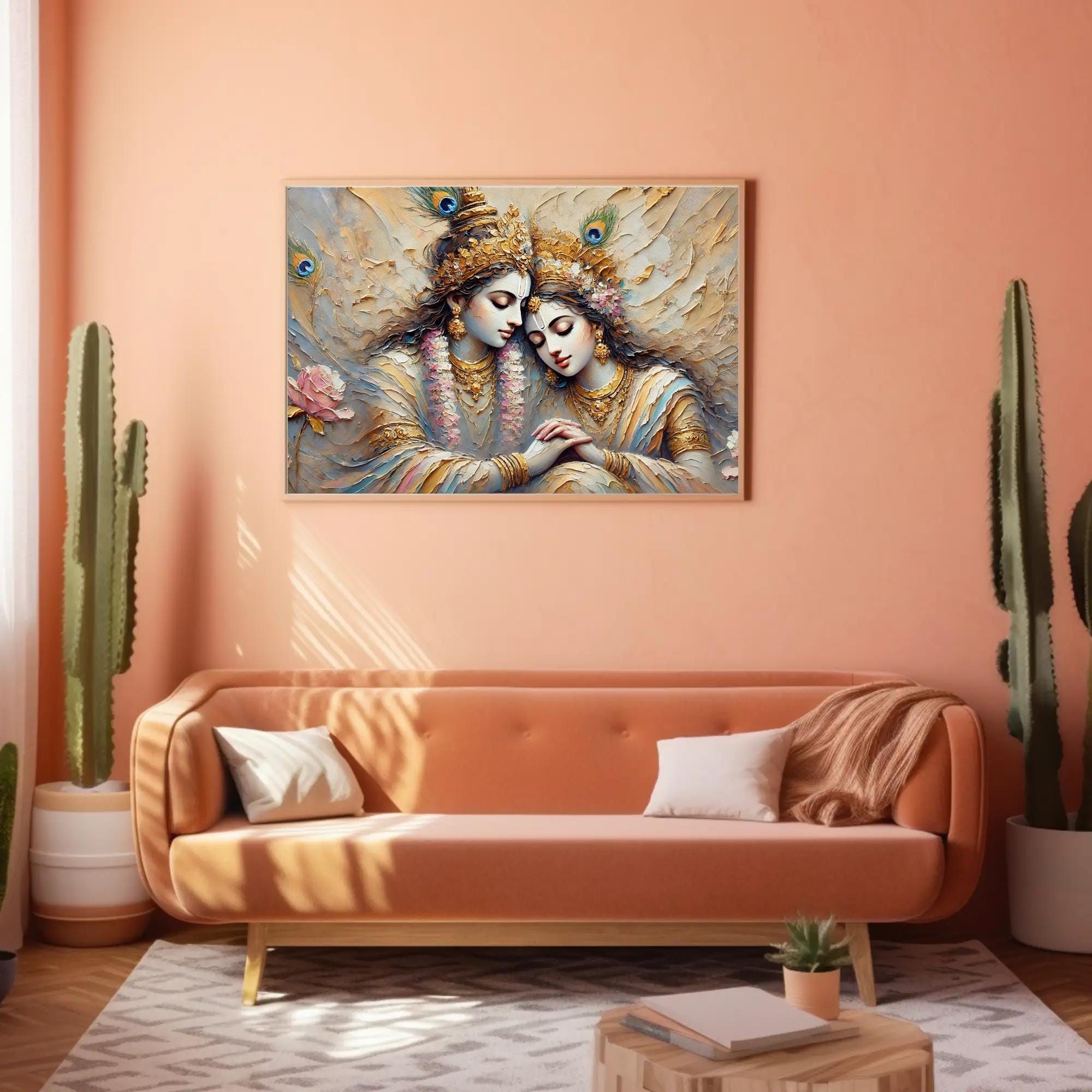 Radha Krishna Love Abstract Printable Digital Wall Art, Hindu Wall Art ...