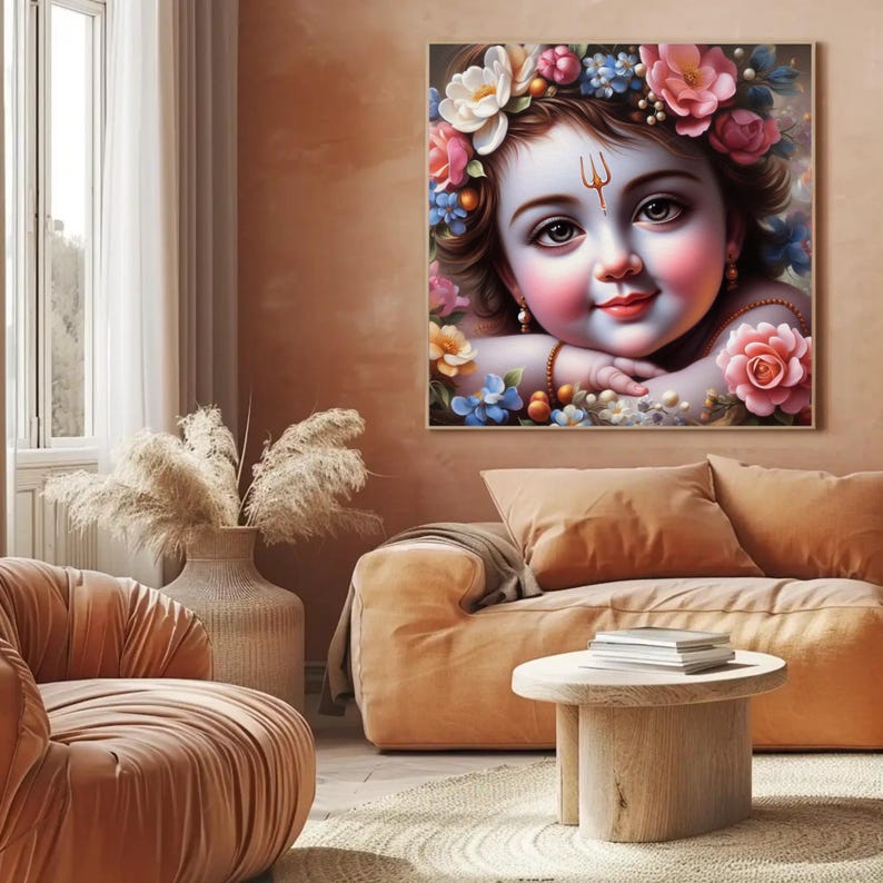 Cute Baby Krishna Printable Digital Wall Art, Hindu Wall Art, Krishna ...