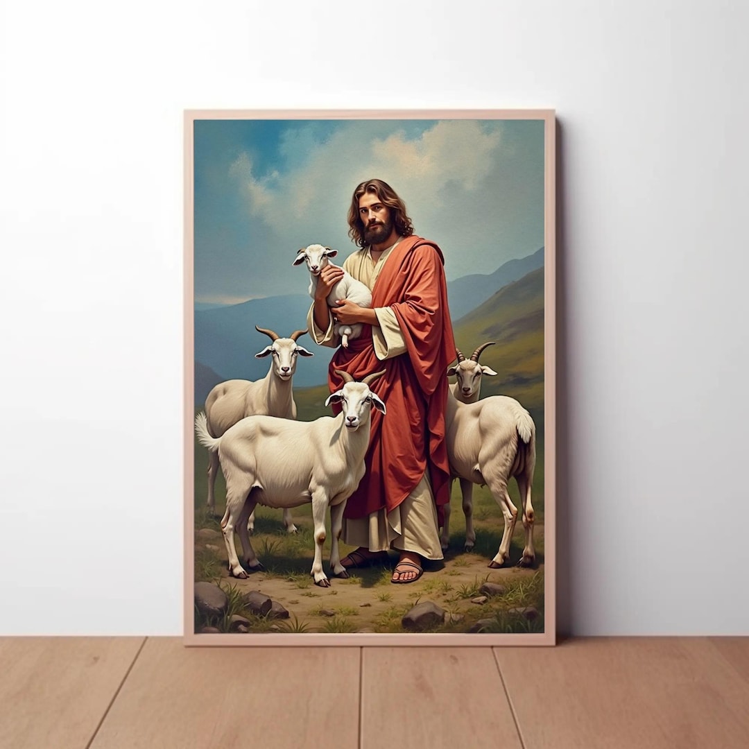 Jesus Christ as the Good Shepherd Printable Digital Wall Art, Spiritual ...